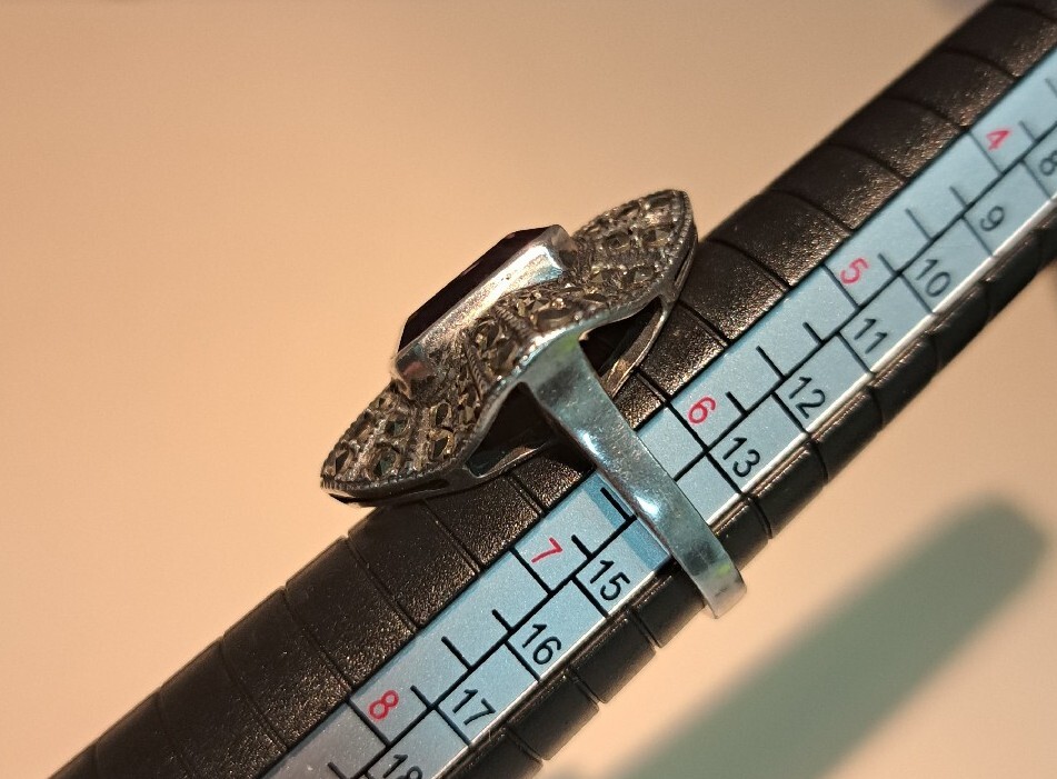 Judith Jack, Sterling Silver .925 Amethyst and Marcasite ring, size 6.5 ...