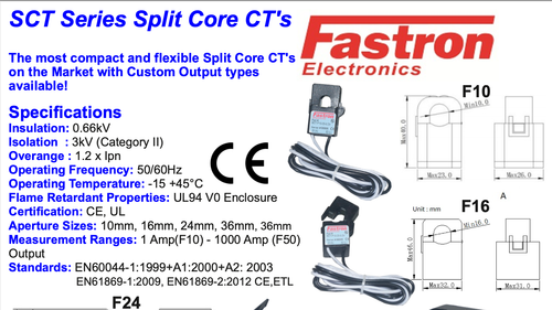 Fastron Electronics F24 250 Amp CT Clamp 5A SCT-F24-100 SCT Series ...