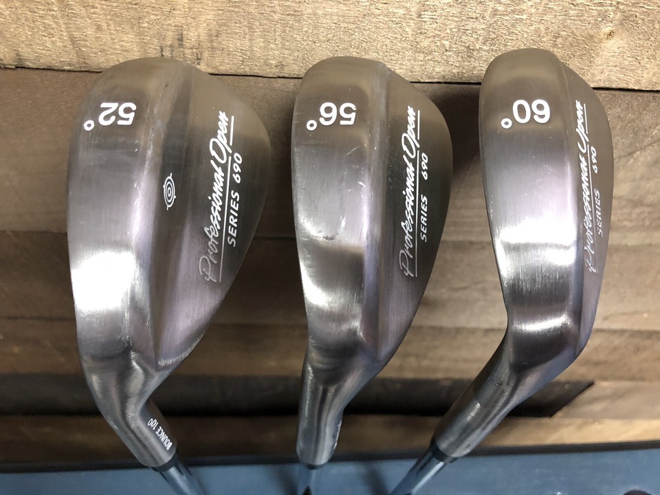 USED LEFT HANDED Professional Open 690 Wedge Set 52°/56°/60° Reg Flex ...