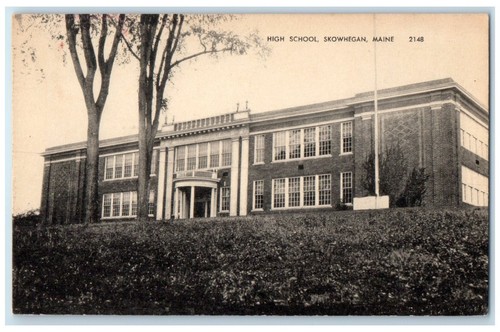 c1930's High School Building Campus Skowhegan Maine ME Unposted Vintage ...