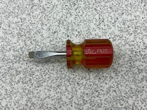 Mac Tools PN2S Red and Yellow Hard Handle Stubby Screwdriver Flat Tip ...