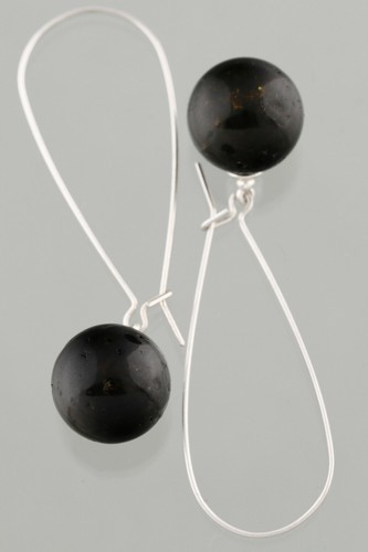 Round Bead Ball Sphere 14mm Genuine BALTIC AMBER Silver Earrings 4.7g ...