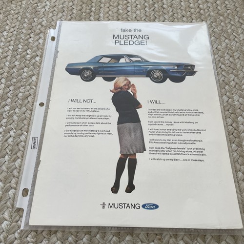 1967 magazine ad for Ford - take Mustang Pledge, blue Mustang | eBay