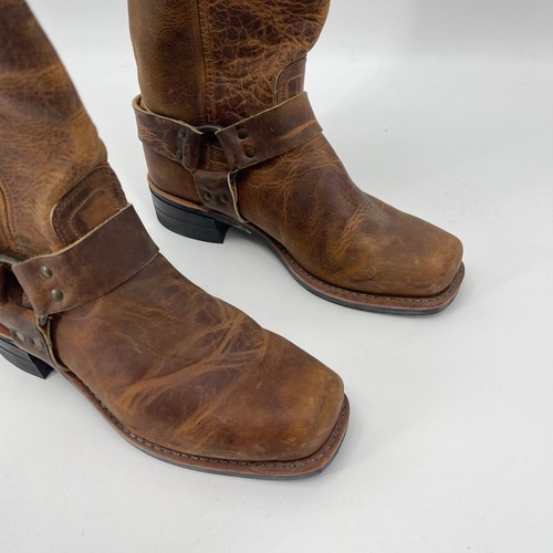 Frye Mens Boots 9 Brown Leather Harness Soletech Tall Biker | eBay