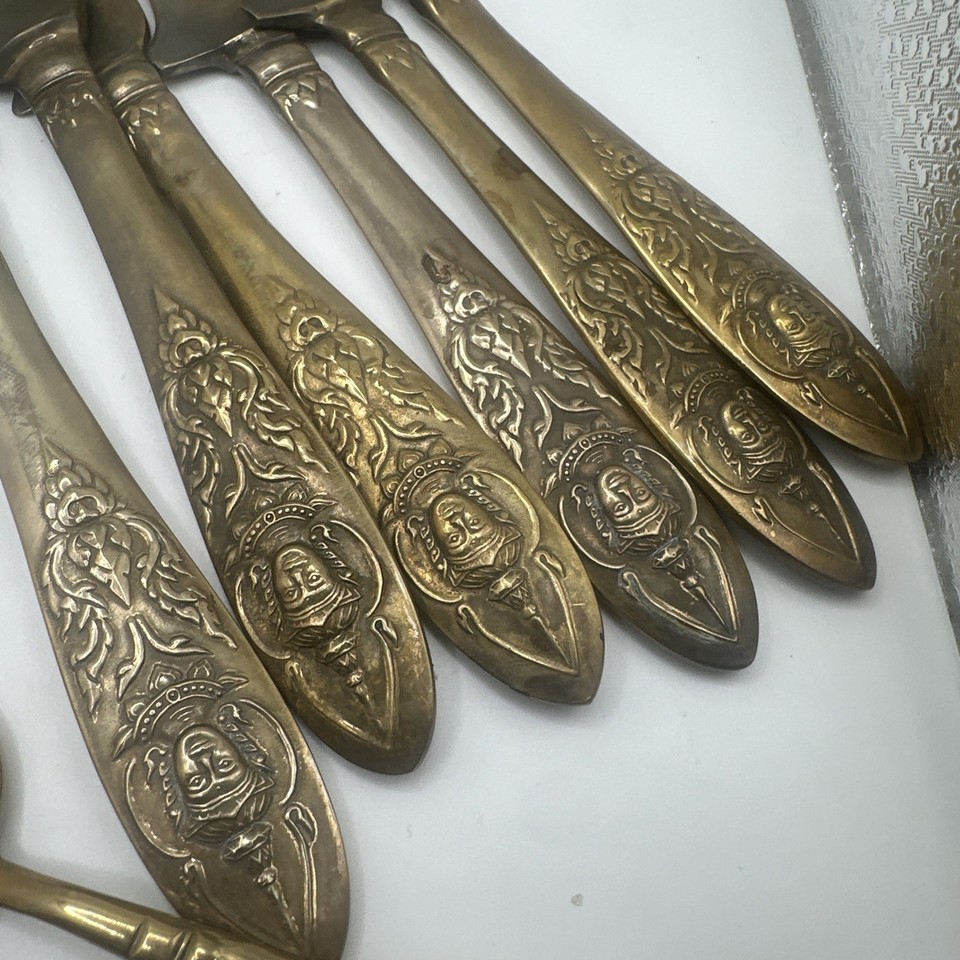 Siam Thailand Flatware Vtg 18 Pieces Bronze Brass Fork Spoon Knives | eBay
