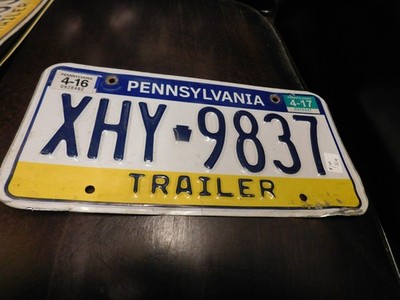 Tri-Color Pennsylvania Expired License Plate Tag PA XHY 9837 Trailer | eBay
