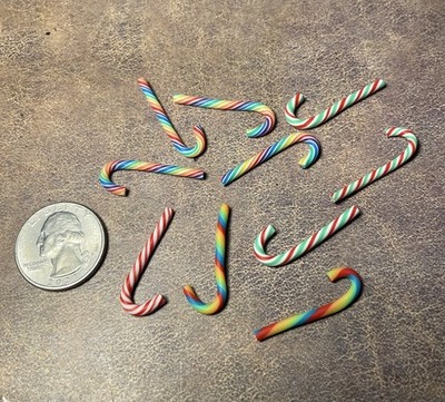 10 MINIATURE CANDY CANES ASSORTMENT OF COLORS | eBay