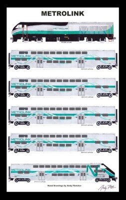 Metrolink Commuter Train 12"x18" matted poster Andy Fletcher signed | eBay