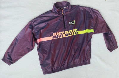 NIKE JUST DO IT NEON IRIDESCENT OVERSIZED FIT PURPLE PULLOVER JACKET SZ ...