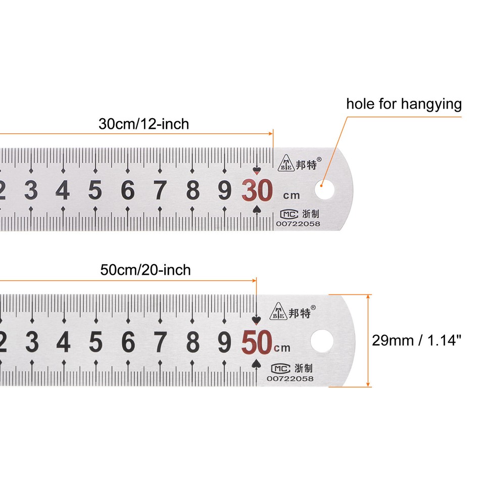 Gerade Lineal Set 12"x1.02" 20"x1.14" 201 Metrik English System Lineal ...