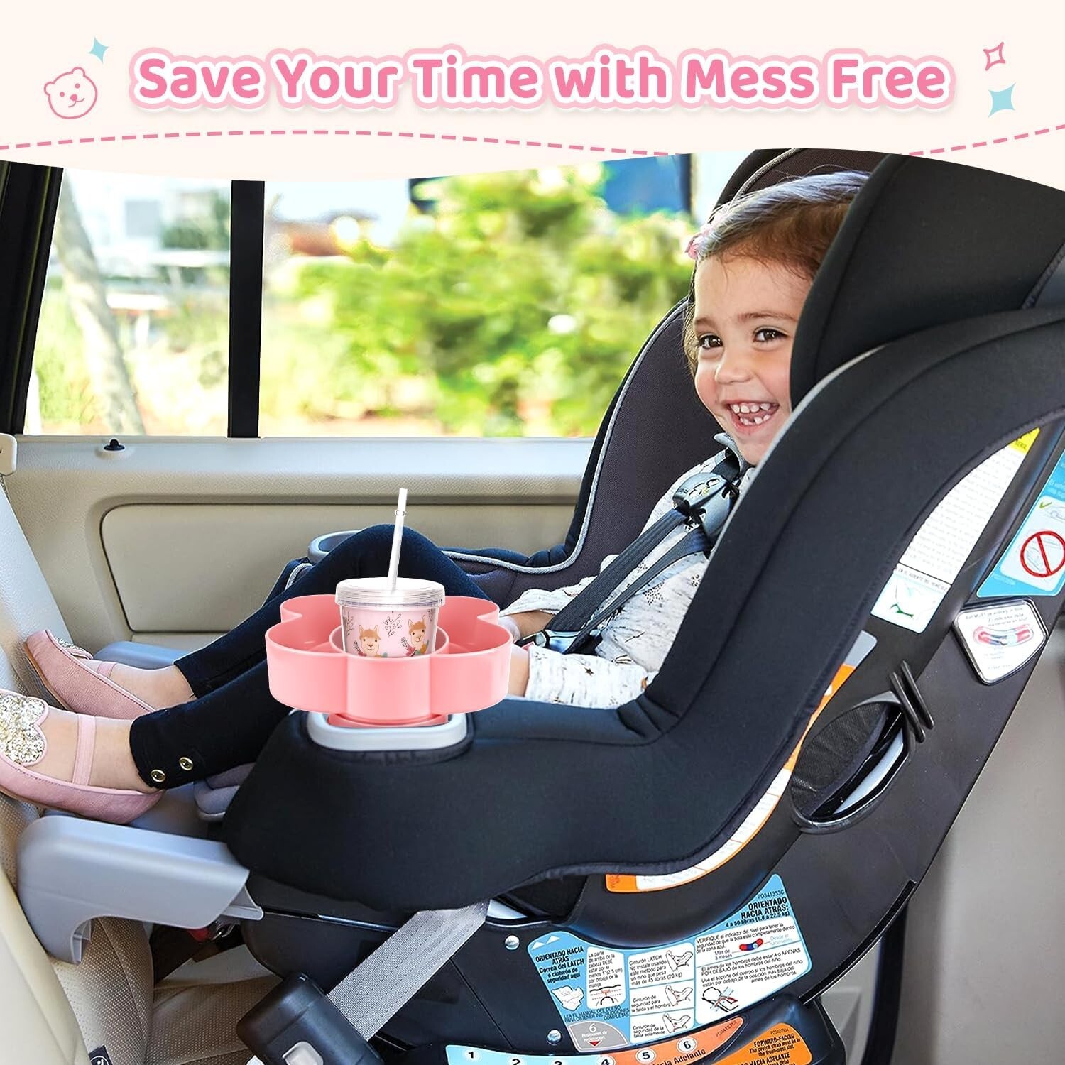 BlueOrigin Kids Car Seat Snack Tray, 360° Adjustable Car Seat Food Tray ...