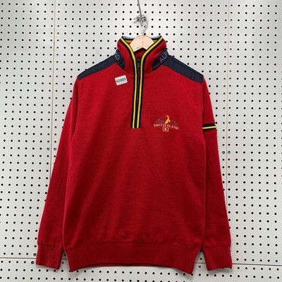 Alpine Club Switzerland 1/4 Zip Knit Sweater Men Medium Lined ...