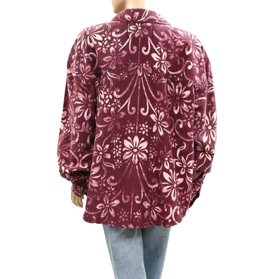 Free People We The Free Calico Flannel Shirt Floral Printed Western L ...