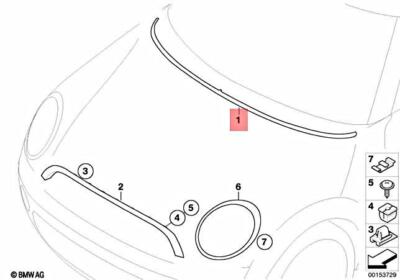 Genuine MINI Cooper One R55 R56 R57 R58 R59 Coop.S BEV Trim Bonnet ...