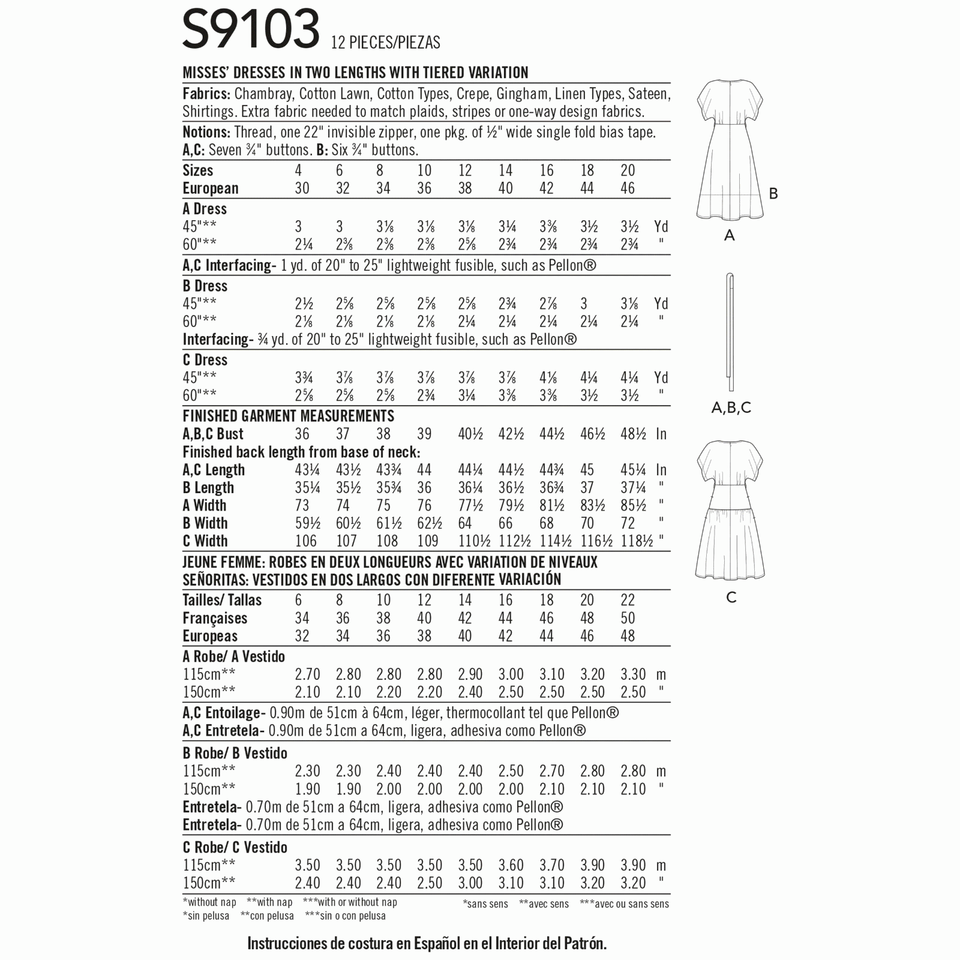 SIMPLICITY Sewing Pattern 9103 Misses Women's Ladies Plus Dress 4-12 ...
