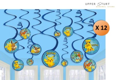 Pokemon Hanging Swirl Decorations 12 Piece Party Supplies FAST SHIPPING ...