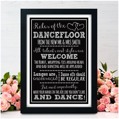 PERSONALISED Chalkboard DANCE FLOOR RULES Wedding Sign Band DJ SIGN ...