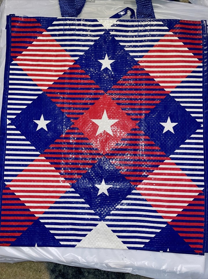 NEW Shopping Bag Summer Scene RED WHITE & BLUE Reusable Tote Bag Rite ...