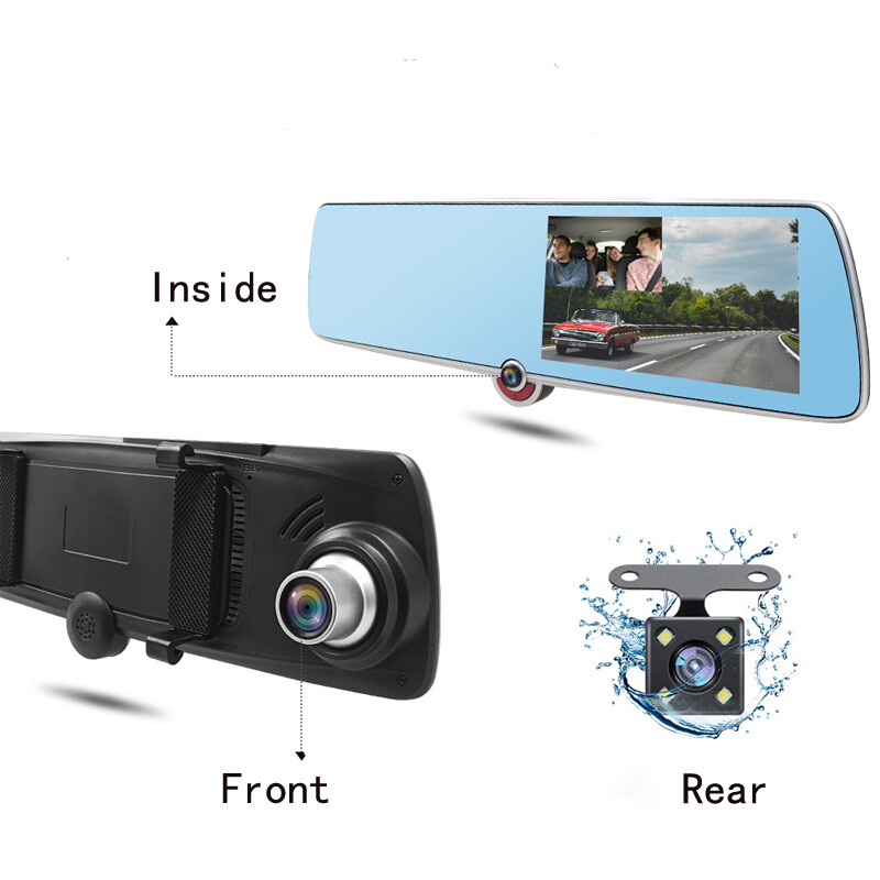 5" 1080P HD Front/Rear/Inside Video Recorder Camera G-sensor Car 3 Lens ...