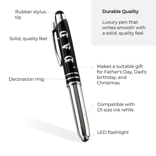 DAD Engraved Multi-Function Luxury Gift Pen with Flashlight, Touch ...