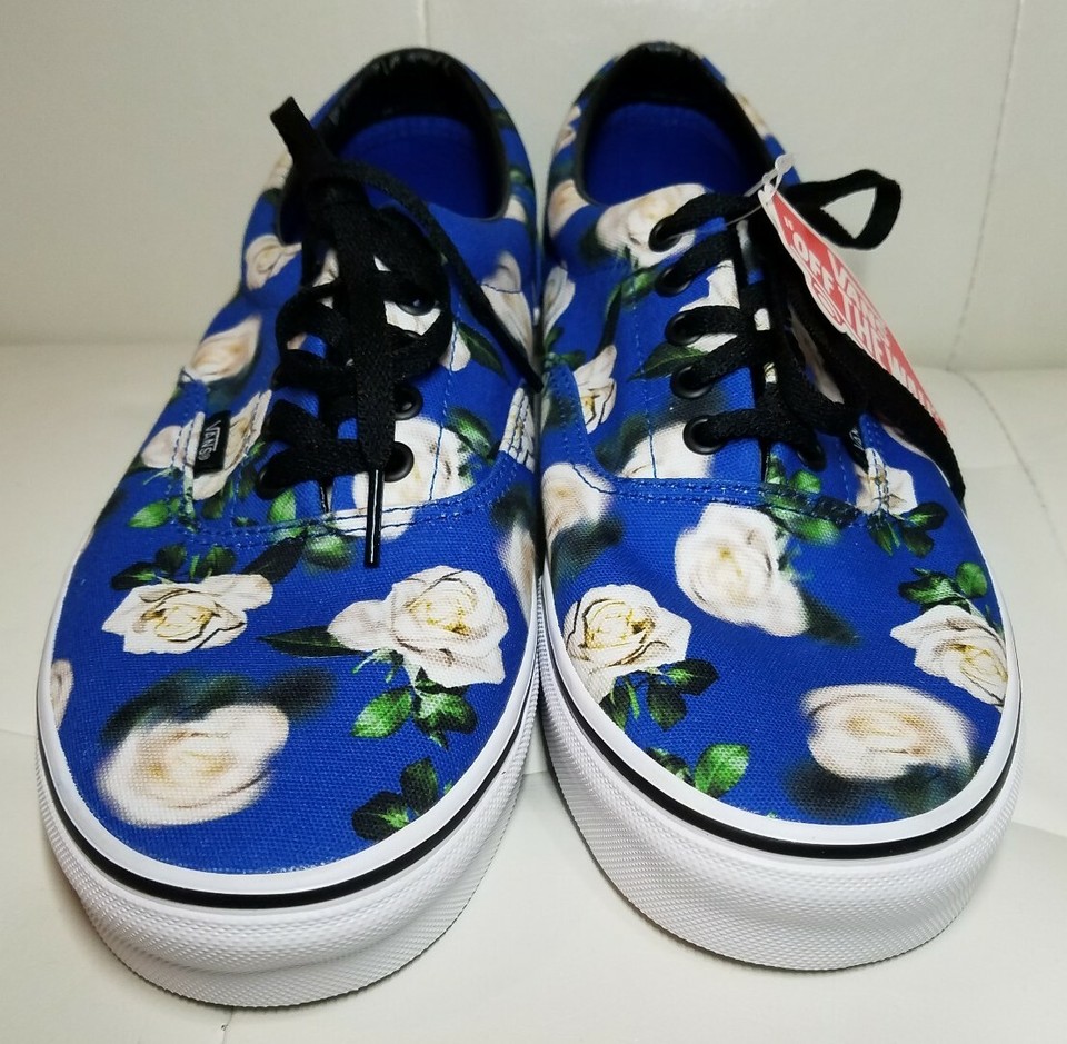 Vans Era Romantic Floral Canvas Low Top Blue White Roses Sneakers Men's ...