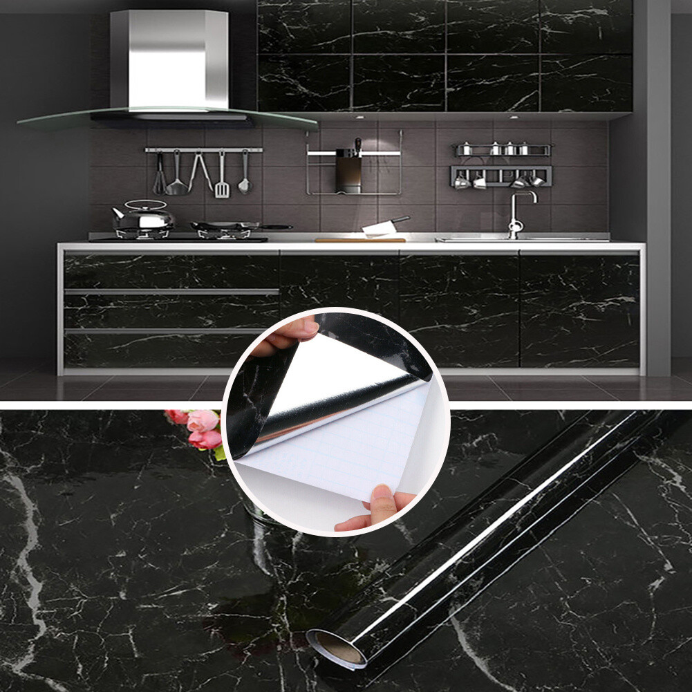 5M DIY Kitchen Worktop Marbel Effect Vinyl Cover Wrap Sticky Back ...