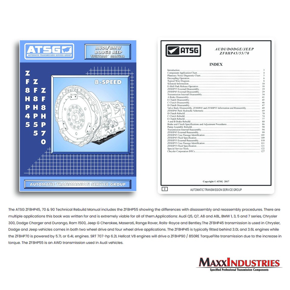 845RE 8HP45 ZF8 Transmission Book - Technical Rebuild Manual ATSG 8 ...