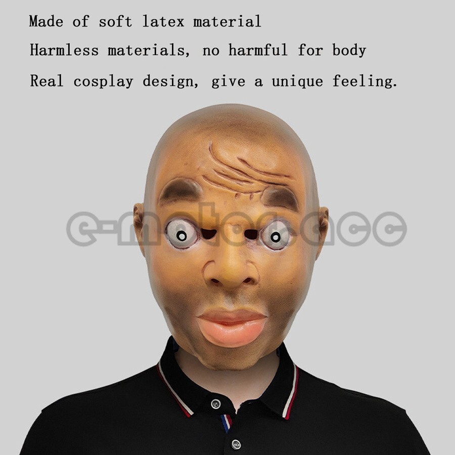 Cosplay Bald Head Black Man Funny Halloween Mask Full Face Costume ...