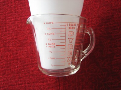 PYREX USA # 532 4-CUP RED LETTERS CLEAR GLASS D HANDLE MEASURING CUP | eBay
