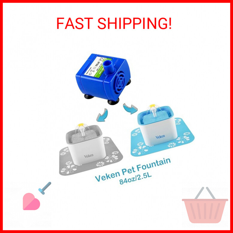 Veken Replacement Pump for Cat Water Fountain Pet Fountain Ultra Quiet ...