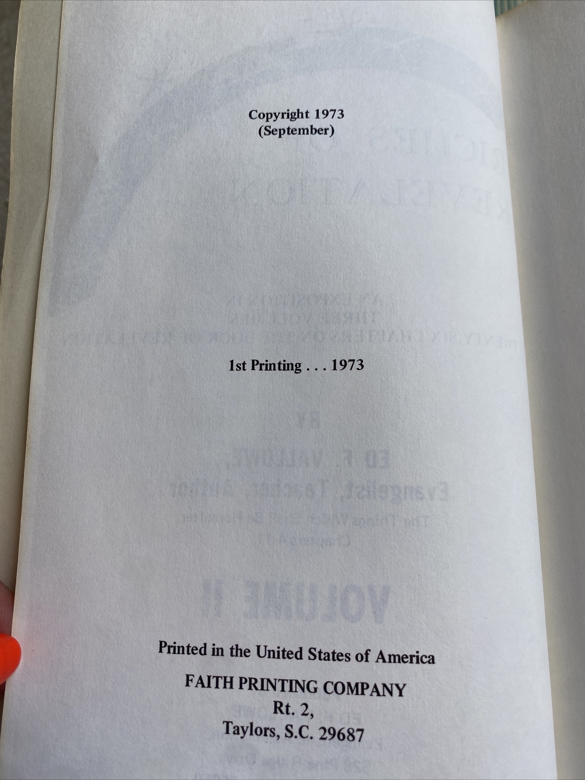 Riches of Revelation: Volume II By Ed. F. Vallowe 1973 Paperback Book ...