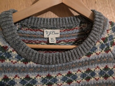 J.Crew Men's Gray Patterned Wool Sweater (XL) | eBay