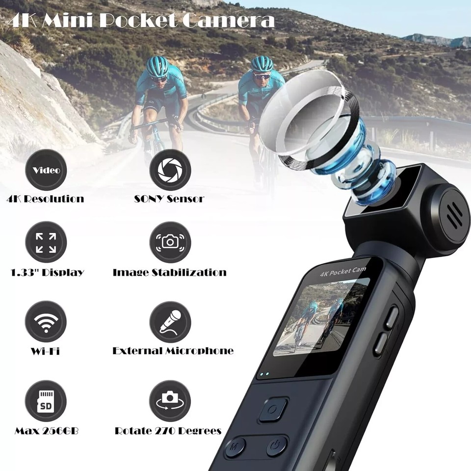 4K Body Camera with External Microphone, Mini Video & Audio Pocket Cam ...