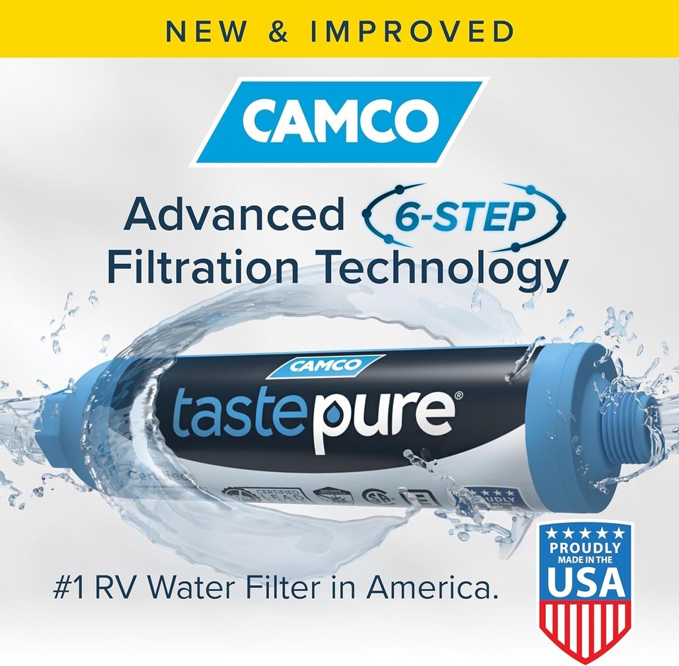 Camco Tastepure RV Water Filter,GAC & KDF,Inline with Hose Protector ...