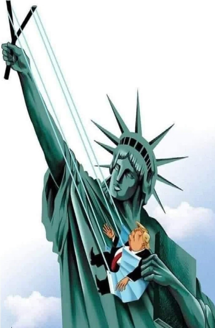 TRUMP/LADY LIBERTY WITH SLINGSHOT HUMOROUS FRIDGE MAGNET 5" X 3.5" | eBay