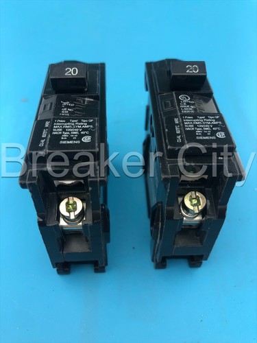 Siemens Q120 20 Amp 1 Pole Circuit Breaker Type QP (Lot Of 2) ITE 120 ...