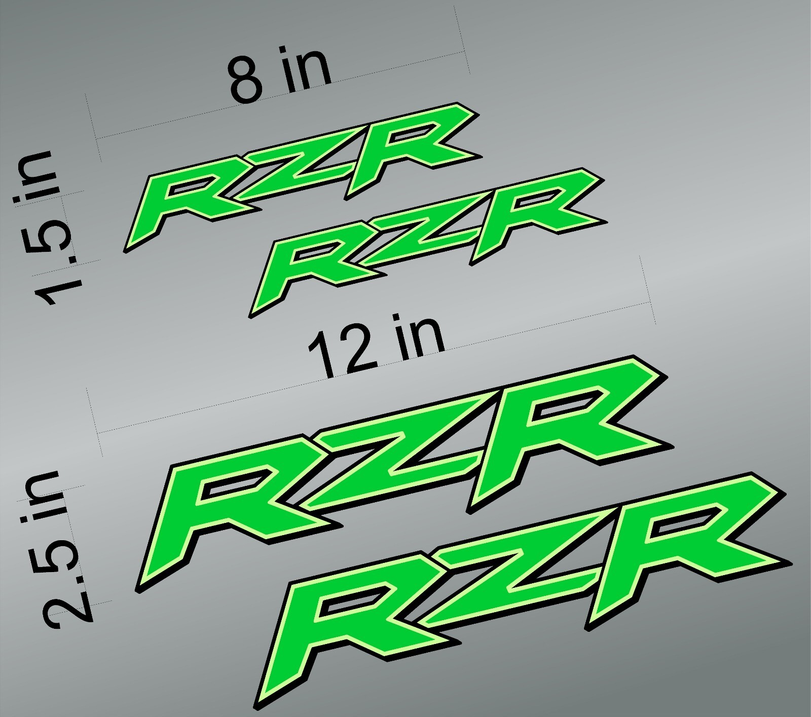 RZR decal 4 pack graphic / LIME GREEN / vinyl adhesive stickers / decal ...