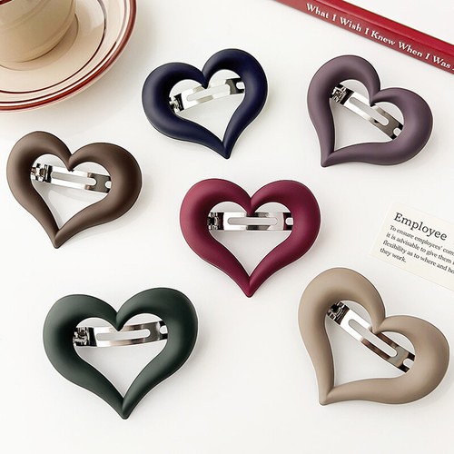 1PC Girls Cute Candy Color Bangs Side Clips Hollow Heart Shaped ...