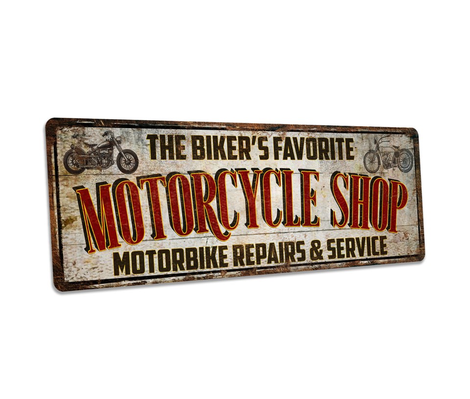 Motorcycle Shop Garage Sign Mechanic Auto Repair Motorbike Man Cave ...