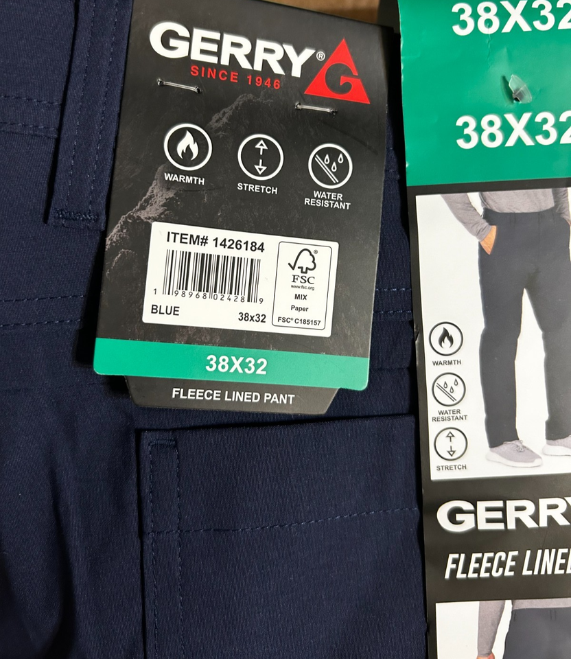 Gerry Men's Fleece Lined Pant Blue Size 38x32 | eBay