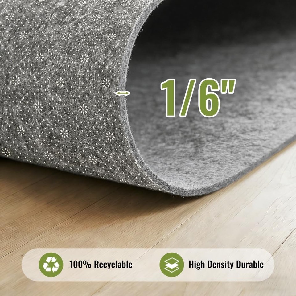 Felt Rug Pad with Gripper Dots, 2x8 Ft Non-Slip Rug Underpad with PVC ...