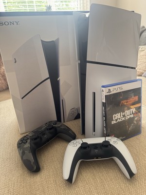 PS5 Slim 1TB Disc Edition All Cables, Boxed With 2 Controllers And BO6 ...