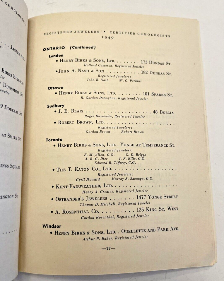 Gems & Jewelers American Gem Society List US Reference Jewelry Vtg 1949 ...