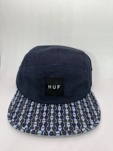 HUF Century Pattern Volley 5 Panel Cap Hat Navy Blue Adjustable Nylon ...