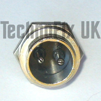 2 x 2 pin round metal connector locking chassis panel socket (GX16-2 ...