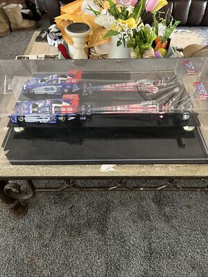 NHRA 1/16 - 1/24 dragster funny car two shelf display case God Bless | eBay