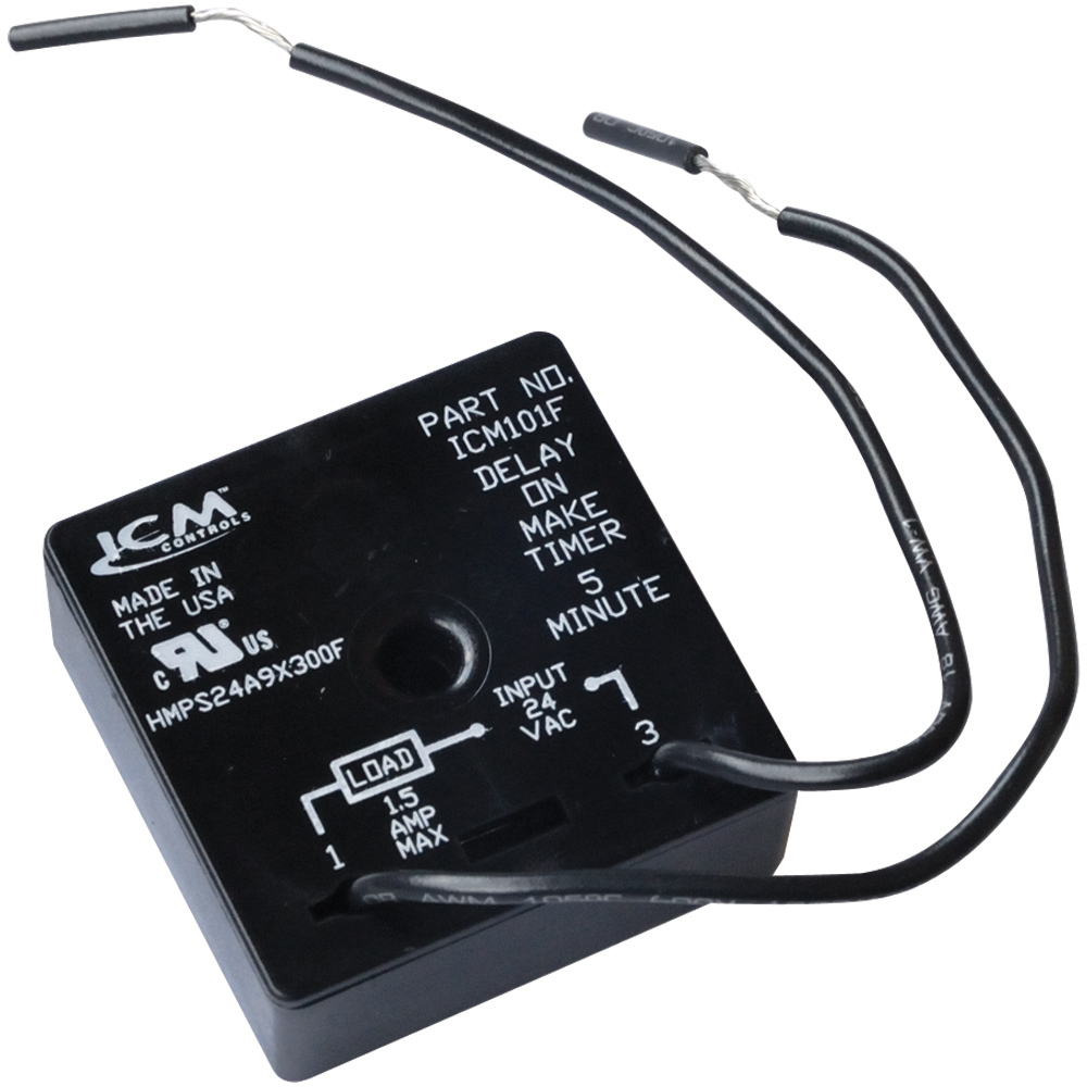ICM Controls ICM101F ICM101FB Delay On Make Timer Relay 24 VAC 5-Minute ...