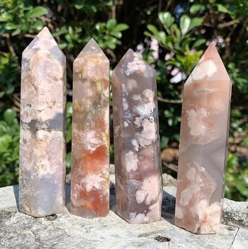 Flower Agate Healing Crystal Wands Obelisk Reiki Tower Top Point Home ...