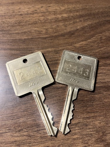 Matching Set Of 2 Vintage Brass Ilco Vegas Hotel Key Room #2443 | eBay