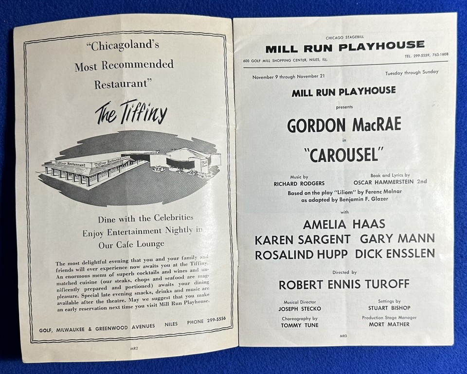 Vintage 1960s STAGEBILL Gordon MacRae in 'Carousel'/Mill Run Playhouse ...